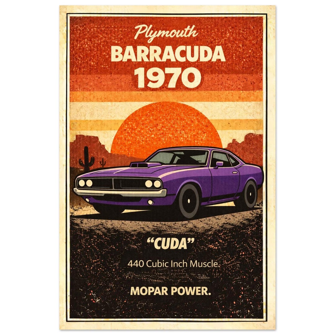 1970 Plymouth Barracuda Cuda 440 Poster – Mopar Muscle Car Vintage ...