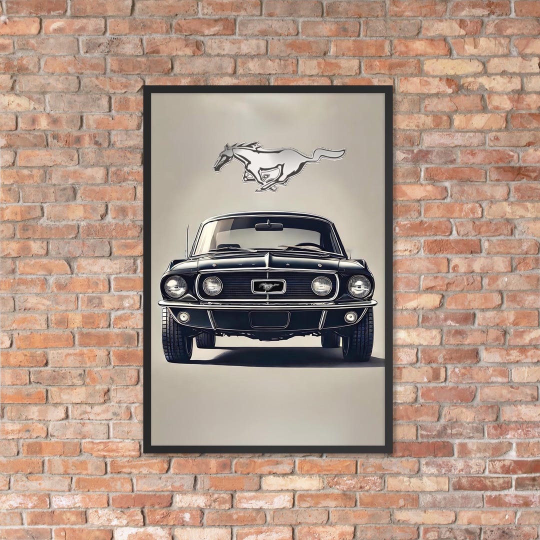 Vintage 1967 Ford Mustang GT Retro-style Poster, 1967 Ford Mustang ...