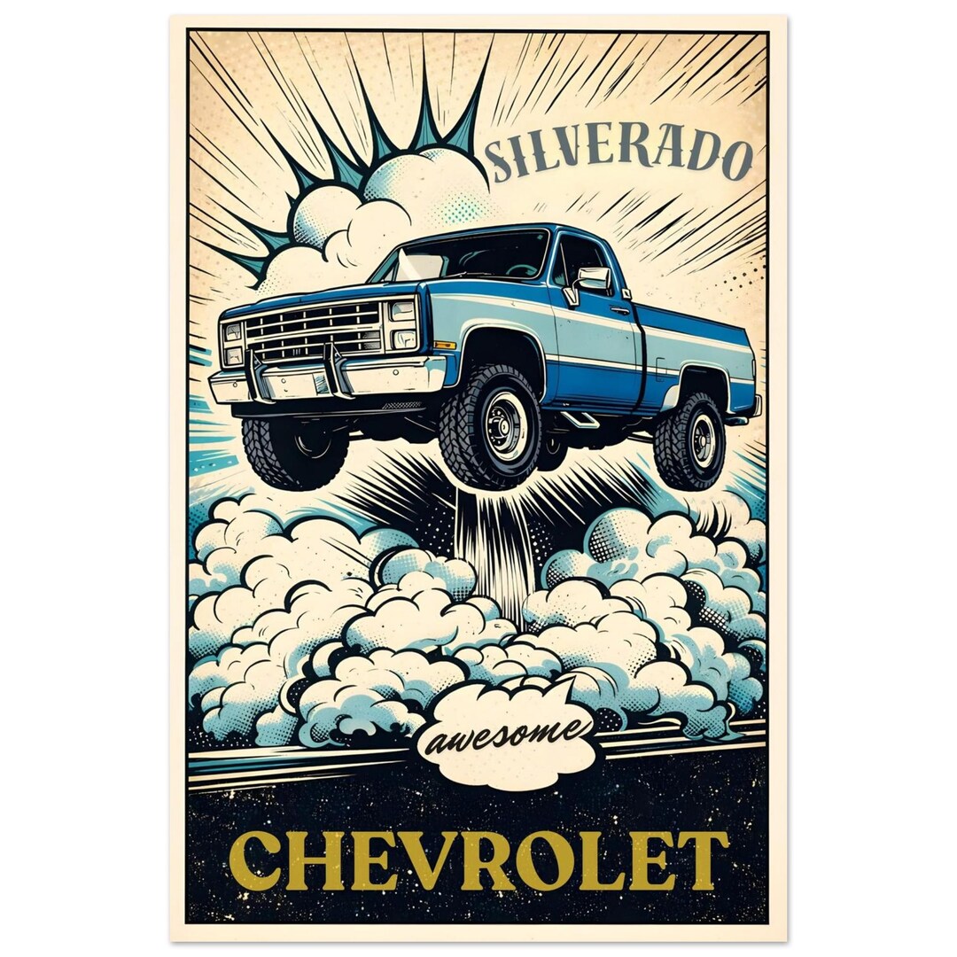 Chevrolet Silverado Classic Truck Poster Vintage Pickup Power American ...