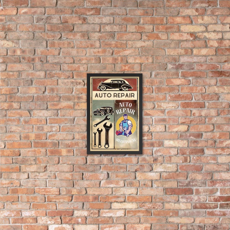 Vintage Auto Repair Poster, Retro Garage Decor, Mechanical Art Print ...