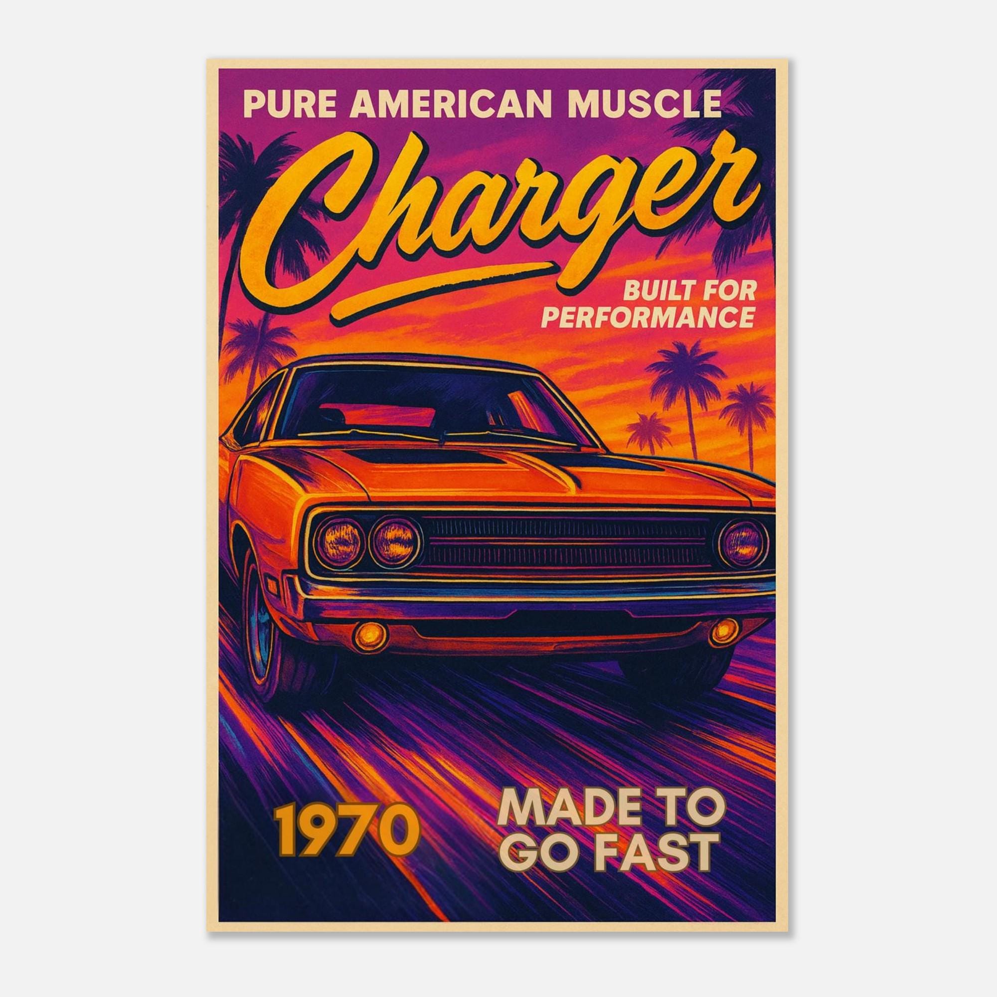 1970 Charger American Muscle Car Poster Retro Dodge Power Speed Art ...