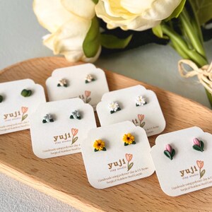 Tiny Handmade Polymer Clay Hypoallergenic Earrings - Spring Flowers ...