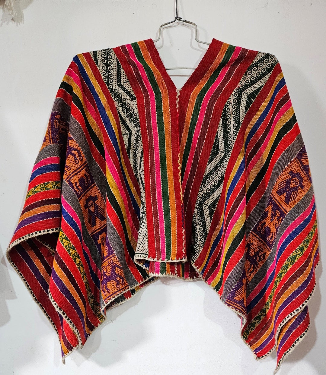 Antique Unisex Unique Peruvian Sheep Wool Poncho - Etsy