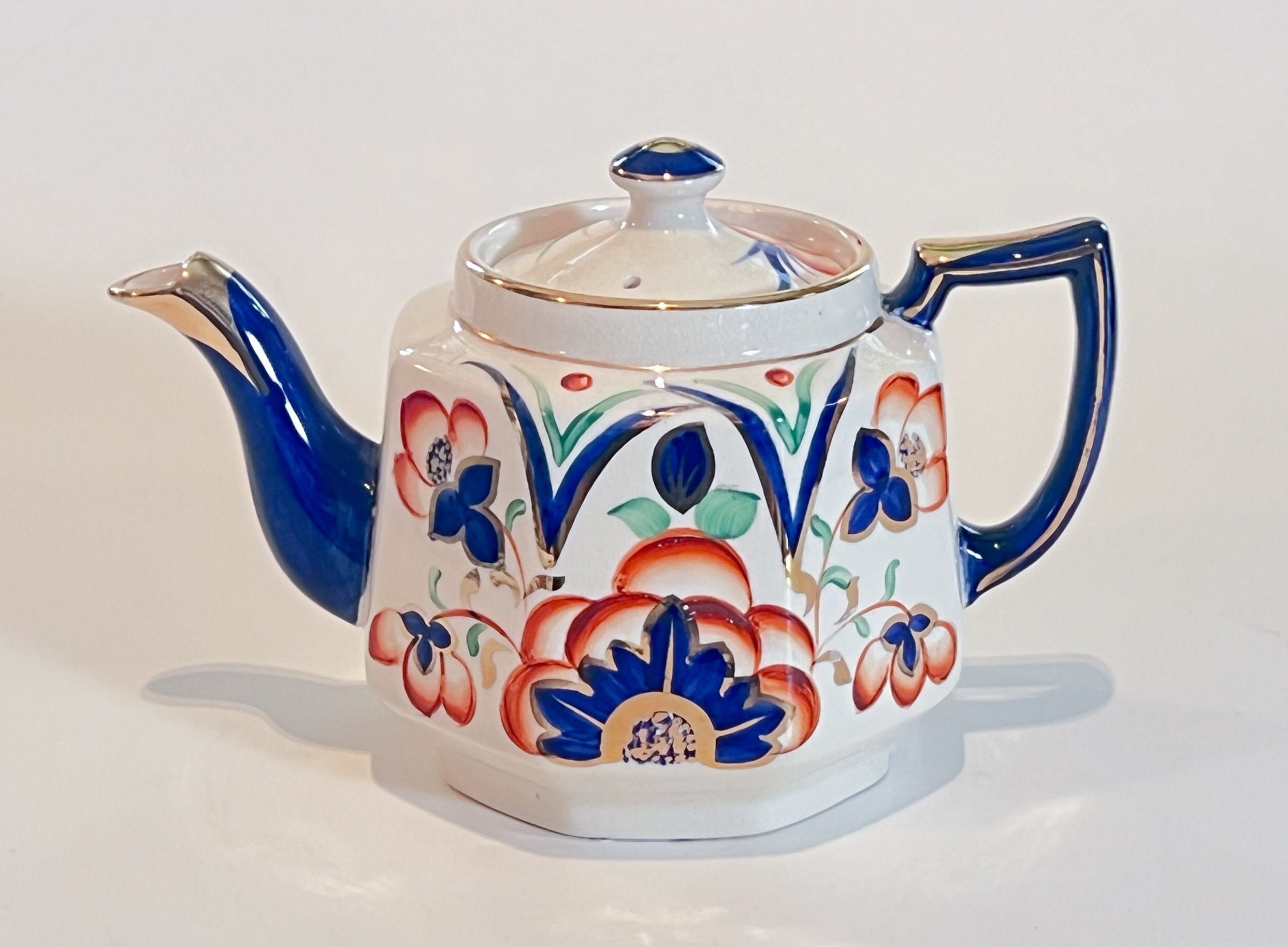 RARE Antique 1920s English Burslem HJ Wood Gaudy Welsh Teapot - Etsy