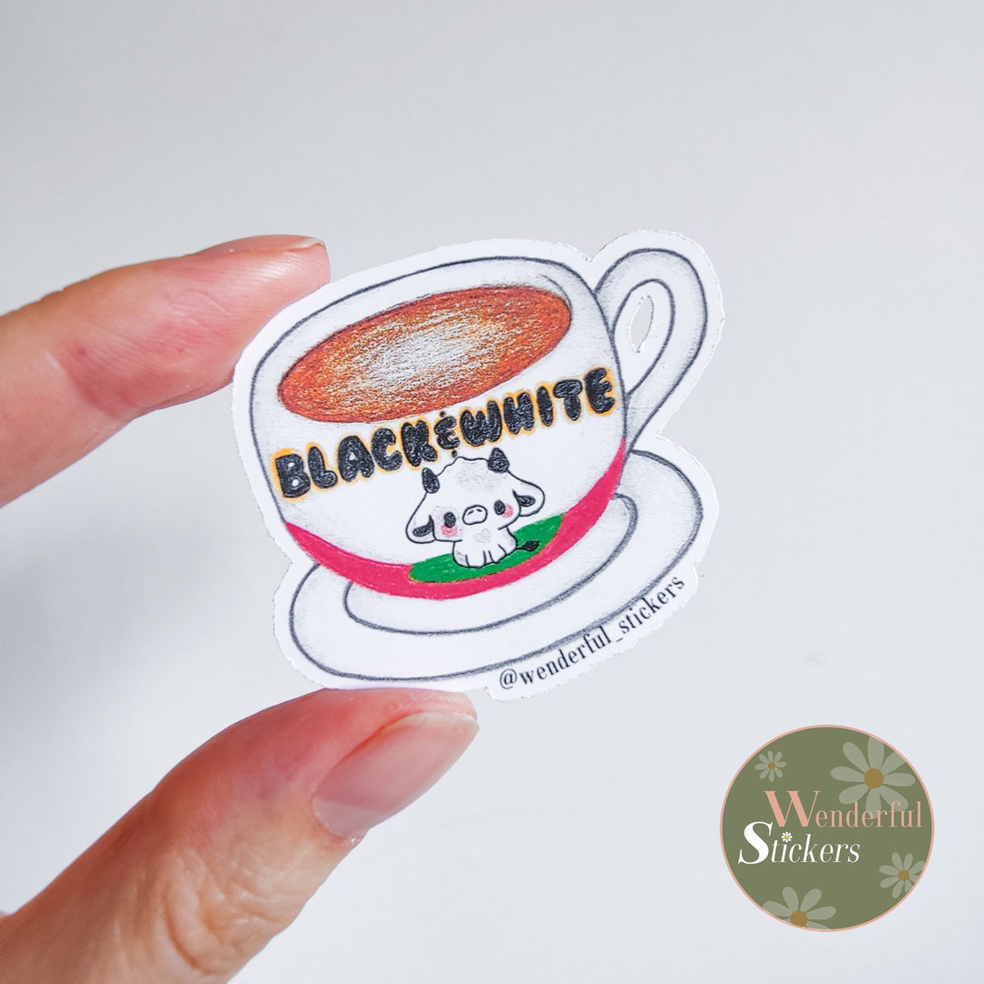 Hand Sketched Black & White Hong Kong Milk Tea Cup // Matte Die Cut ...