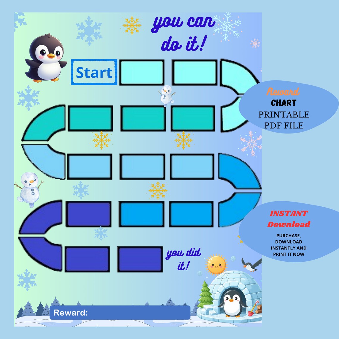 Winter Animal Reward Chart / Printable Behavior Chart / Potty Training ...