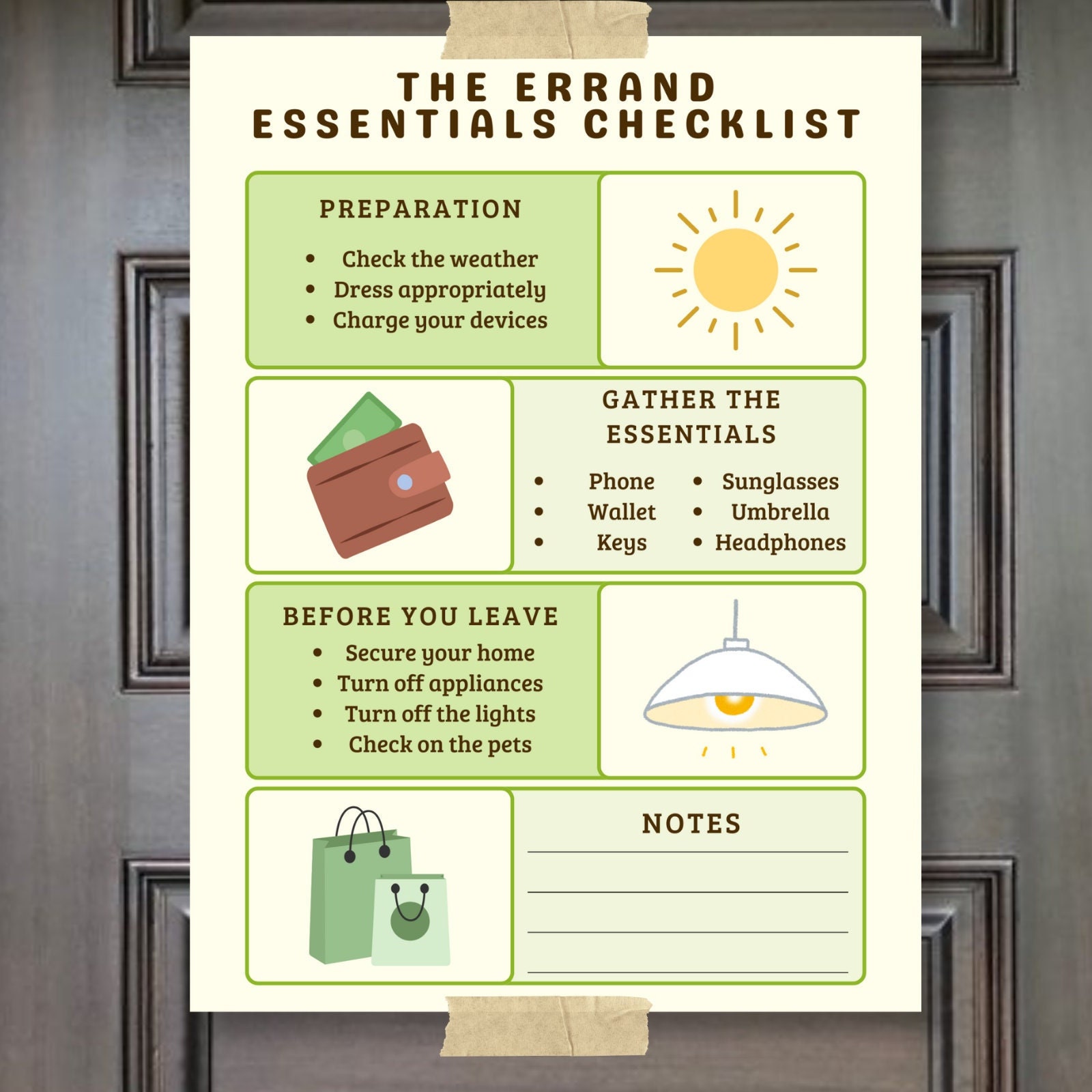 Errands Checklist Printable to Do List PDF Format Ready to Use ...