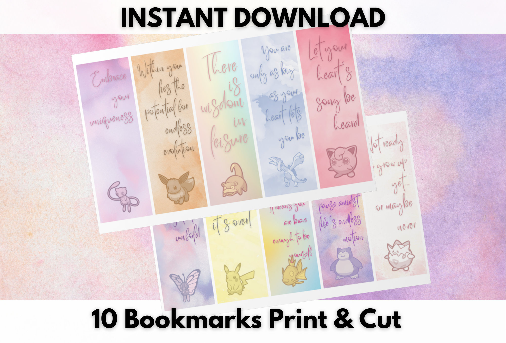 Pokemon Bookmark Mew Inspiring Bookmark Eevee Pikachu Bookmark ...