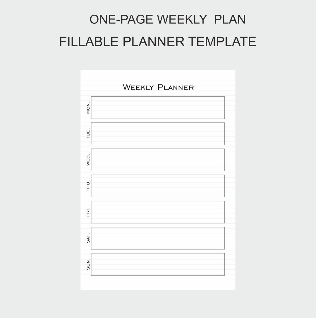 Weekly Planner Digital Download Fillable Planner Template A4a5 Sizes ...