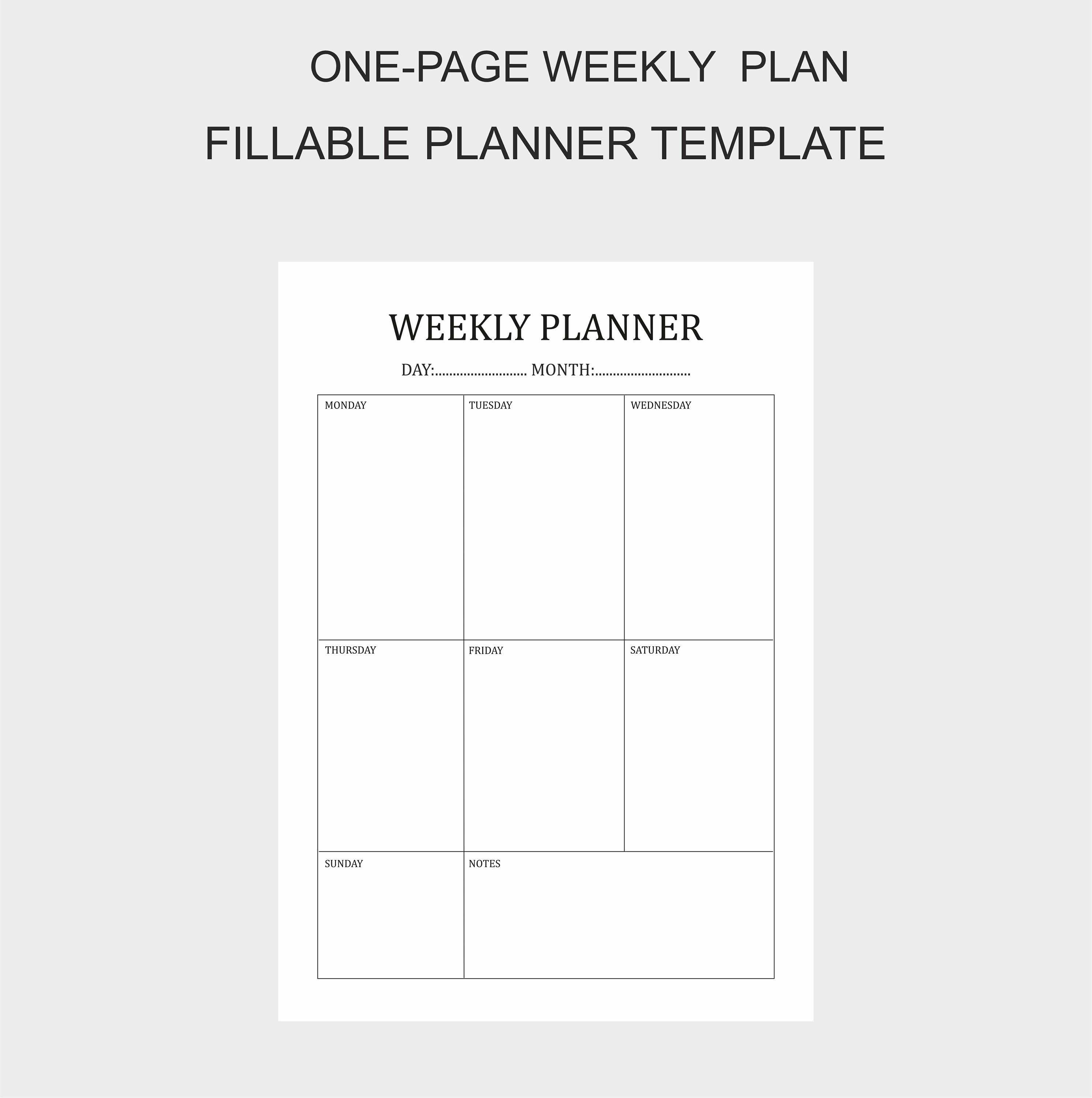 Weekly Planner Fillable Planner Template ınstant Download A4 A5 Sizes ...