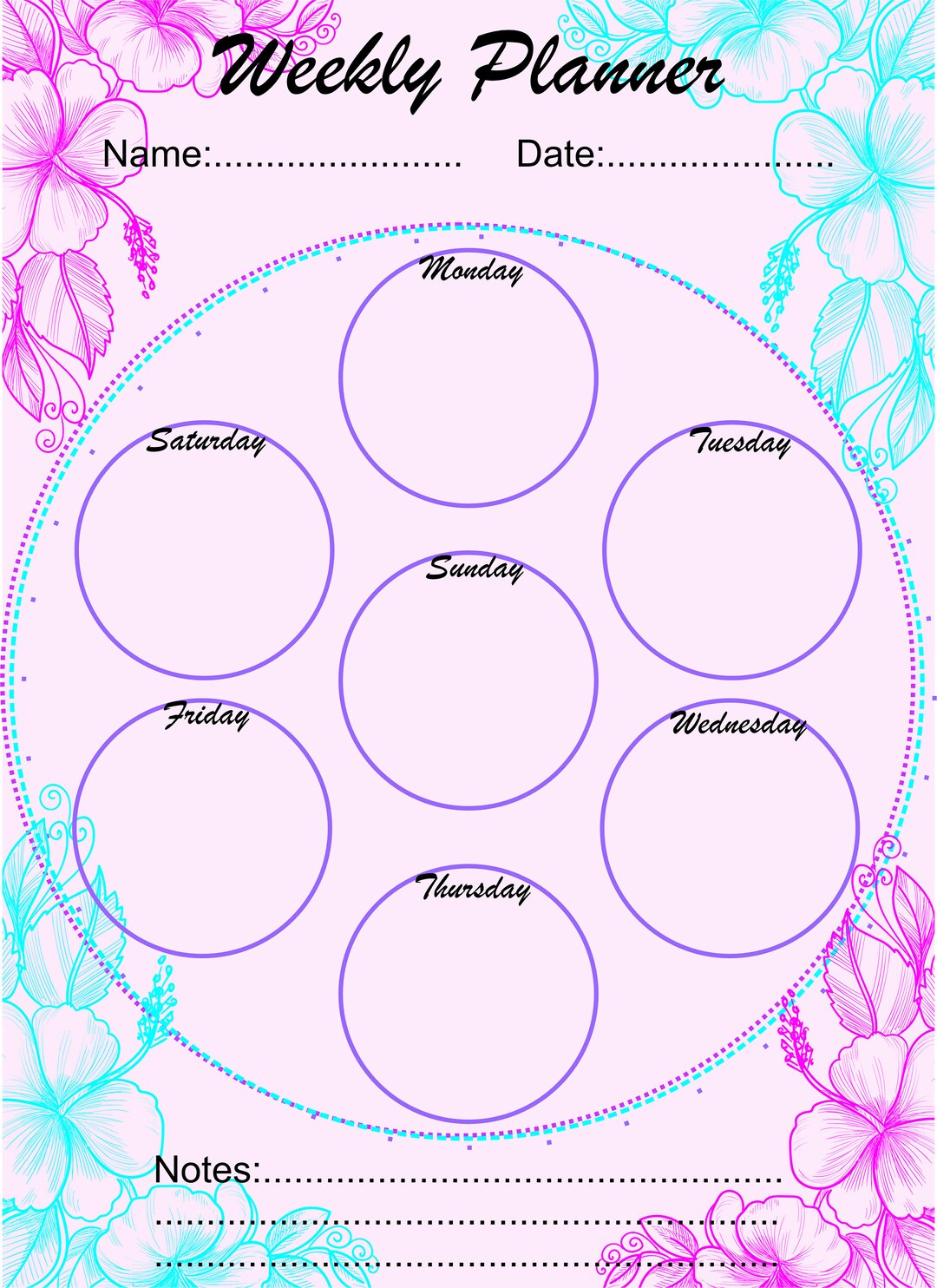 Weekly Planner, Color Printable Planner, Digital Weekly Planner - Etsy