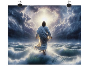 The Savior a Print of Jesus Walking on Water - Etsy