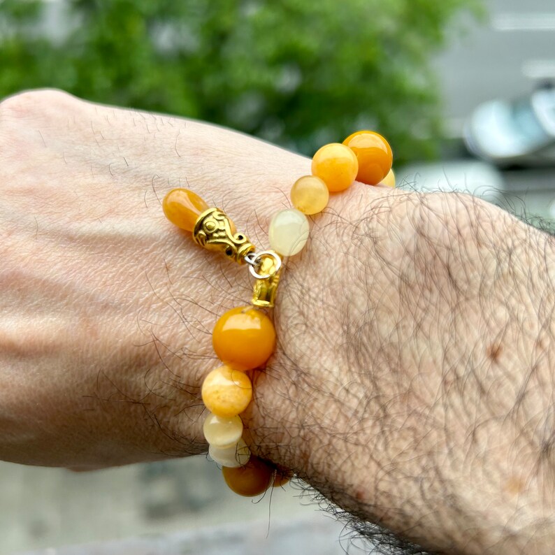 Shades of Yellow Mango Agate, Opal, Jade and Topaz 8-6mm Beads Bracelet ...