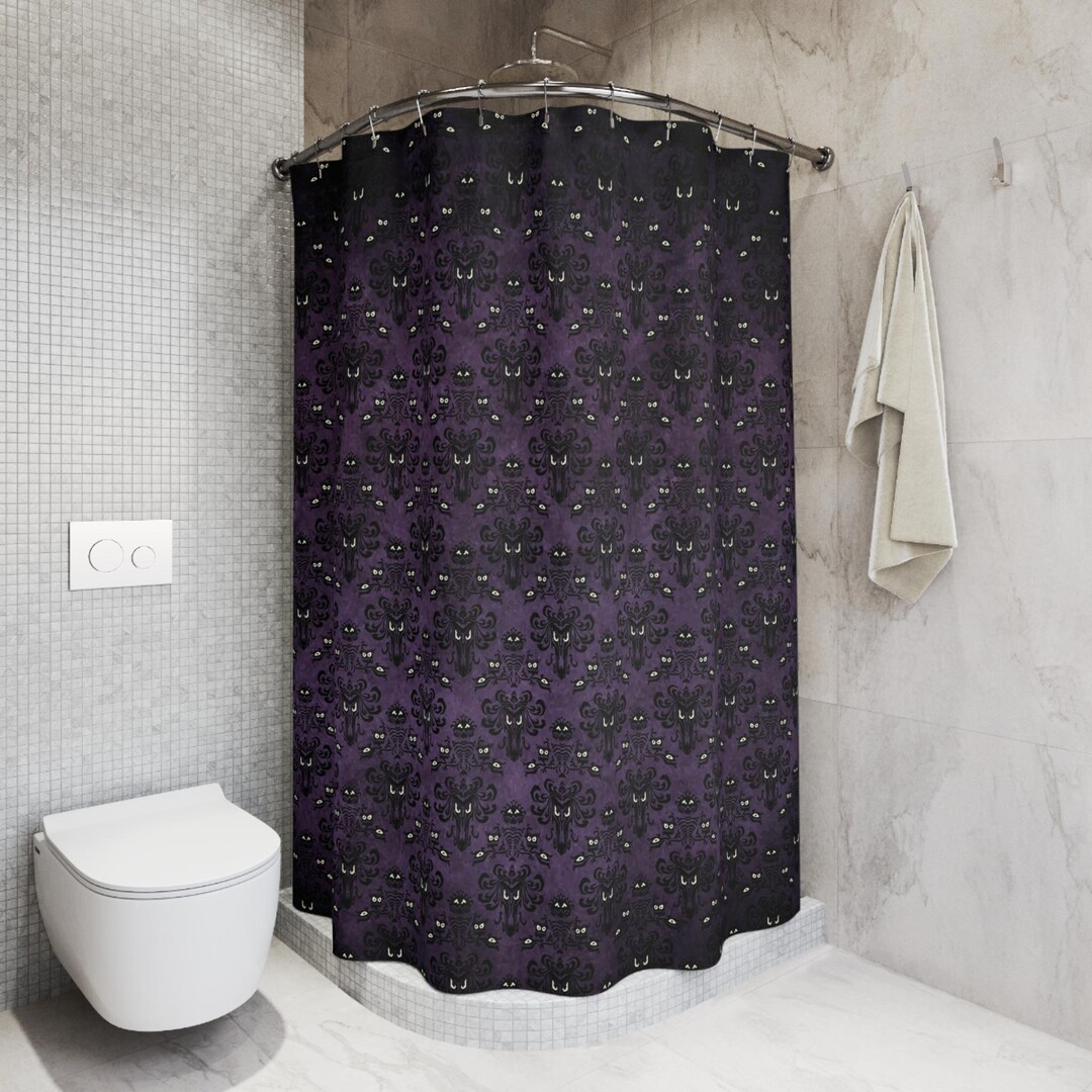 Disney Haunted Mansion Wallpaper Shower Curtains, Halloween Bathroom ...