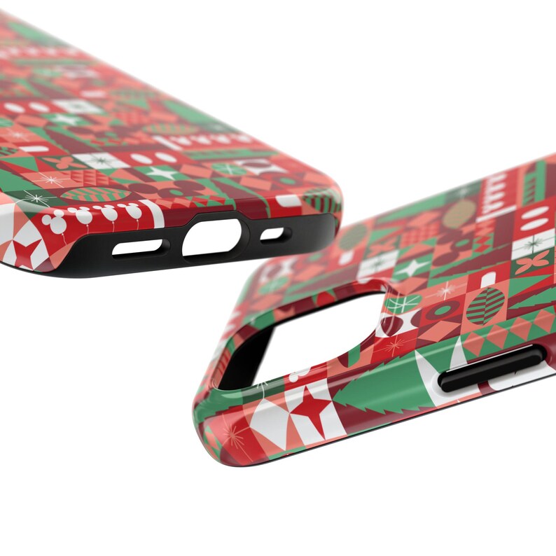 Disney Christmas Mid Century Pattern Tough Phone Case, Protective Phone ...