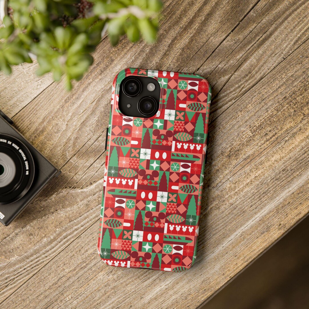 Disney Christmas Mid Century Pattern Tough Phone Case, Protective Phone ...