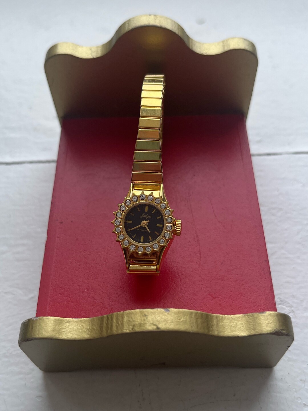 Vintage Working Mechanical White and Gold Watch With Rhinestones - Etsy