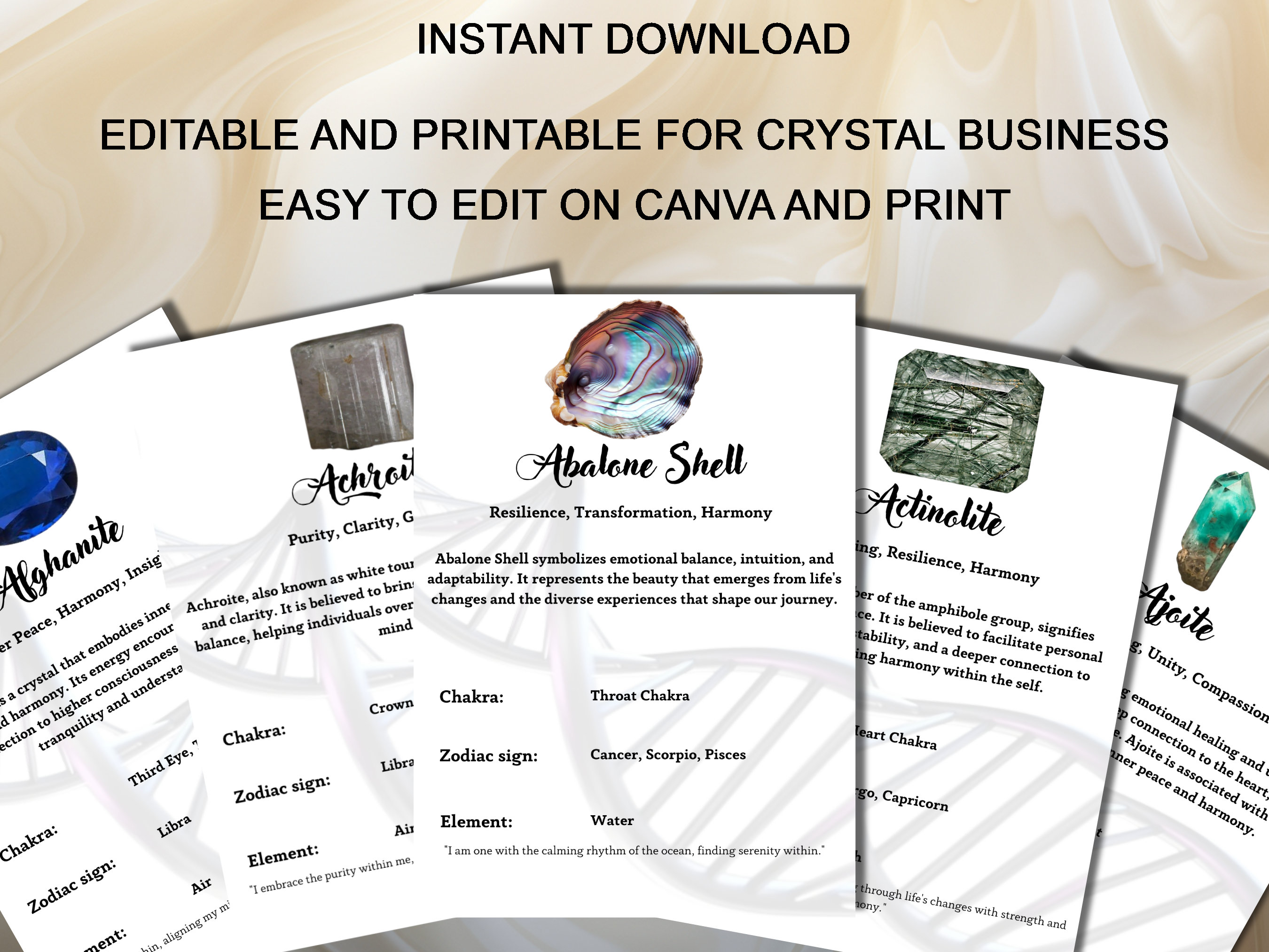 708 Printable Crystal Information Cards, Crystal Meaning Cards ...