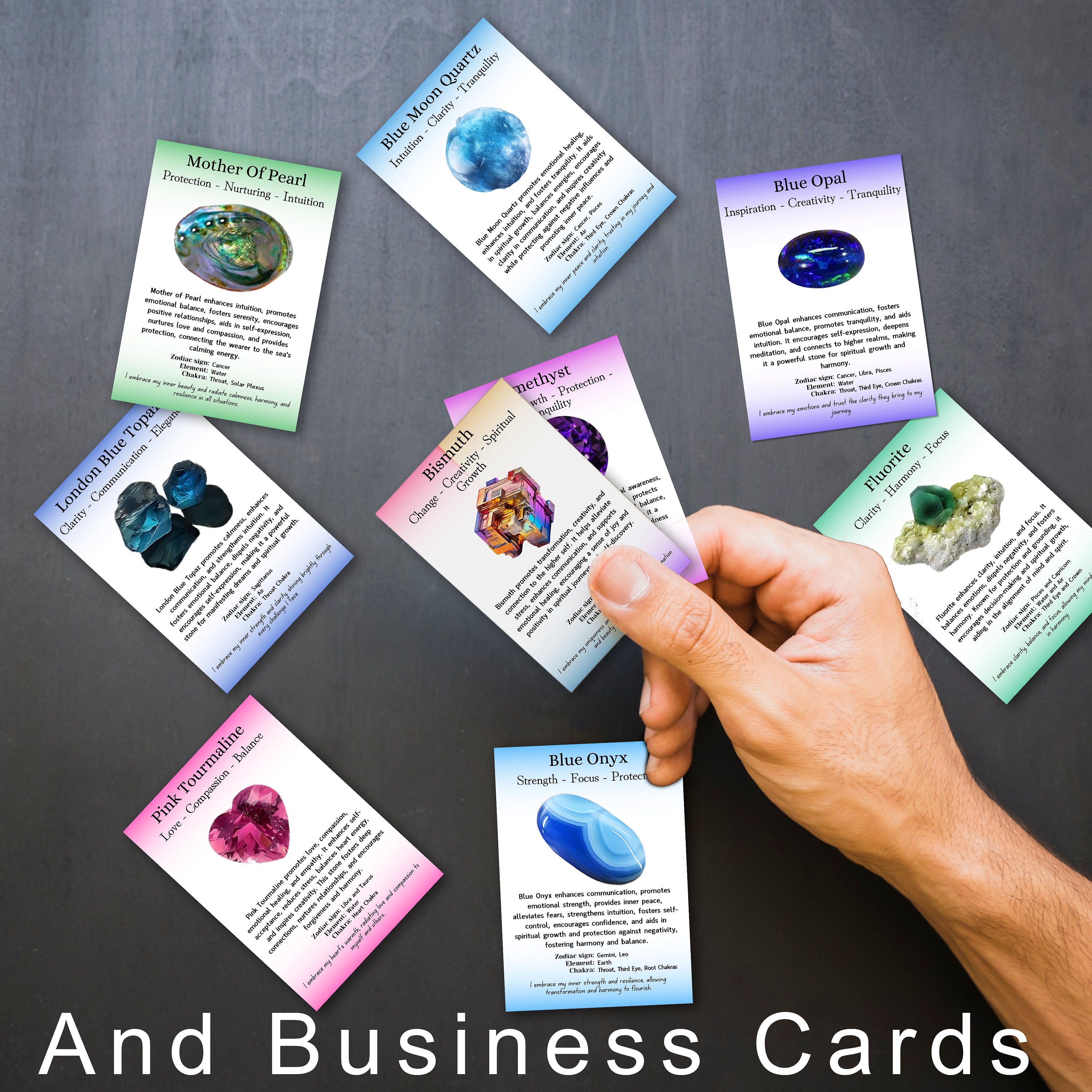 708 Printable Crystal Information Cards, Crystal Meaning Cards ...