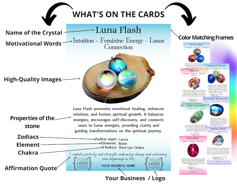 708 Printable Crystal Information Cards, Crystal Meaning Cards ...
