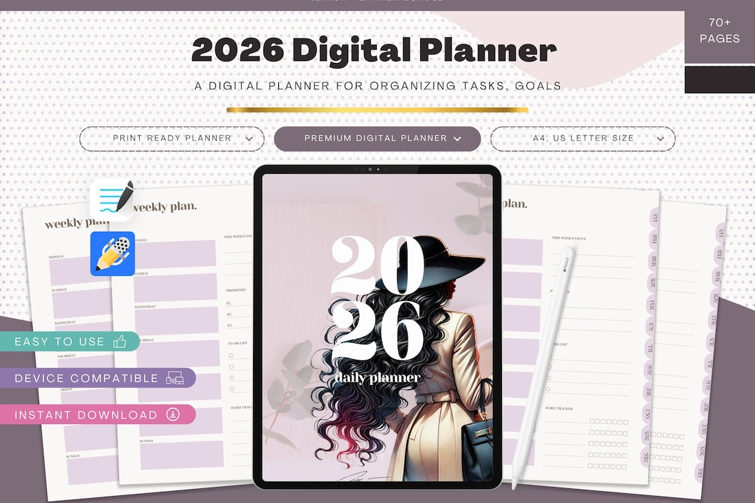 2026 Planner Printable, Weekly, Monthly, Daily, A4, US Letter Digital ...
