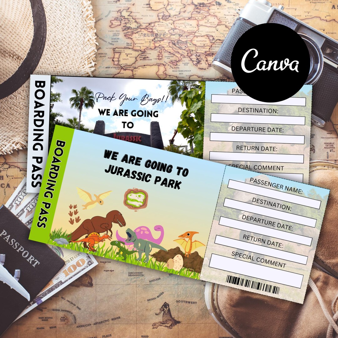 Jurassic Park Dinosaur Boarding Pass Invitation (digital Download) - Etsy