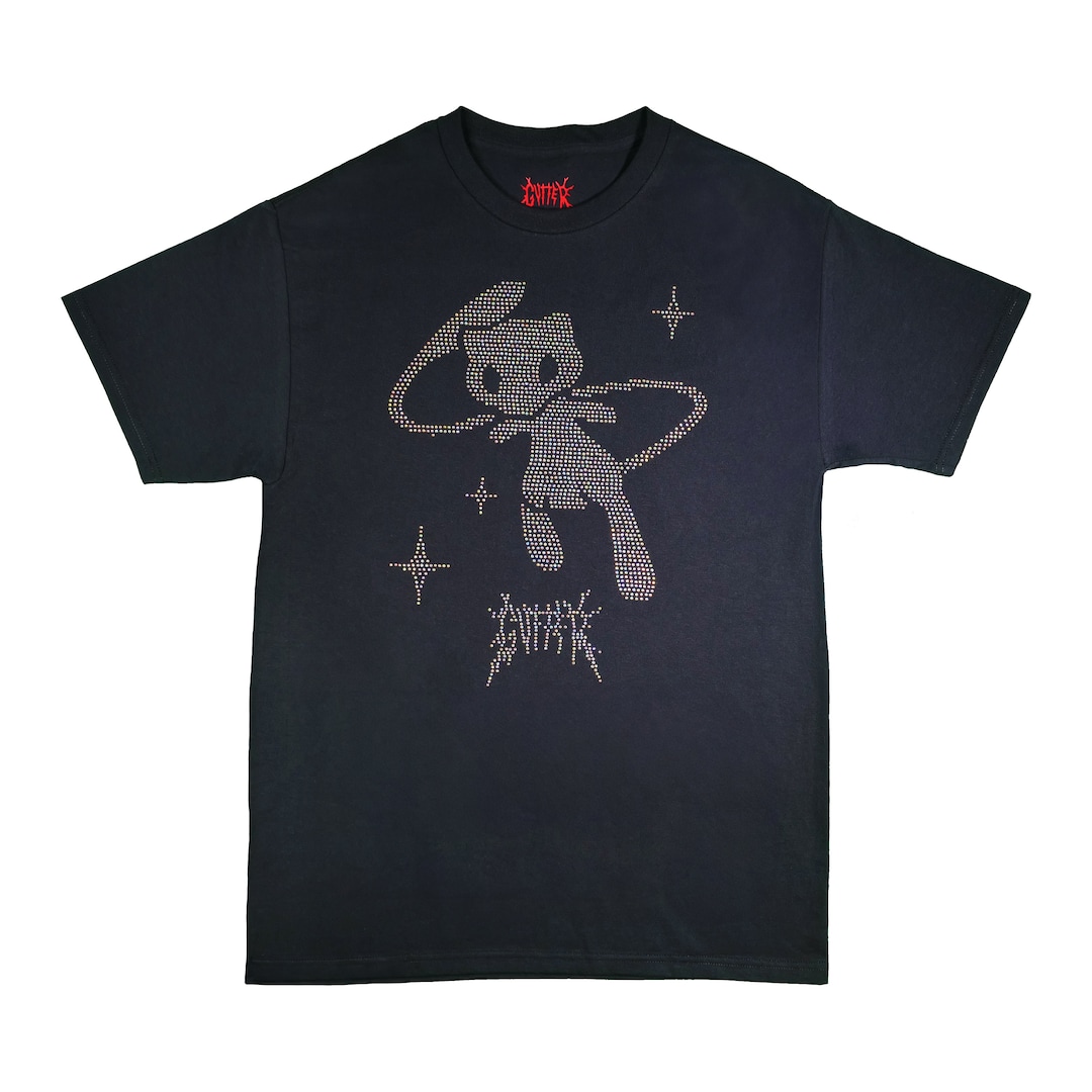 Y2K Rhinestone Mew Tee - Black - Etsy