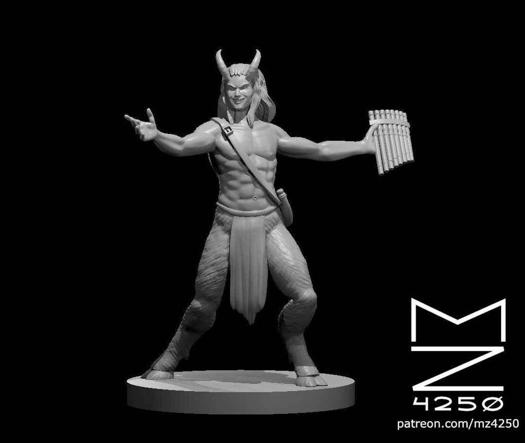 Satyr Miniature | 28mm Fey Trickster for D&D, Pathfinder, TTRPG - Etsy