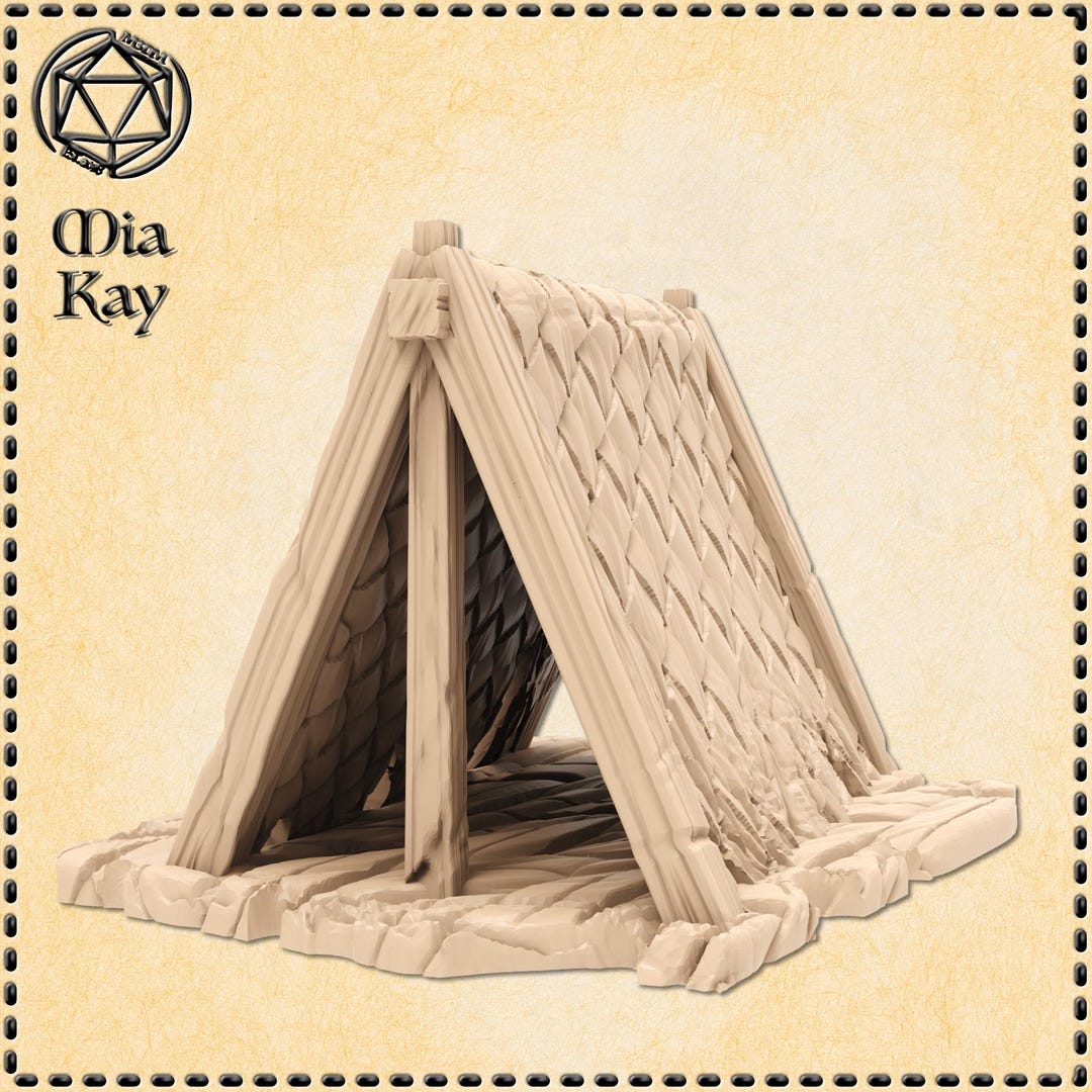 Worn Tent Miniature Terrain | 28mm Scale RPG Camp Prop for D&D ...