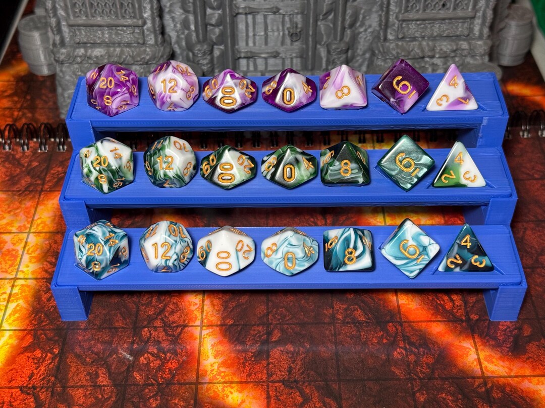 3D Printed Dice Display Stand | 3-tier RPG Dice Shelf | TTRPG D&D Dice ...