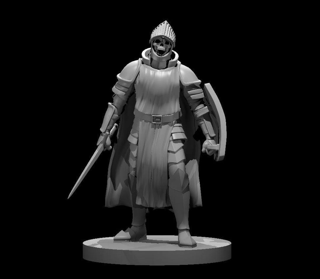 Skeleton Paladin Miniature | 28mm Undead Knight for D&D, Pathfinder ...
