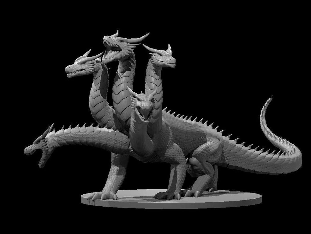 Hydra Dragon | Multi-headed Serpent Monster Miniature | 28mm Scale D&D ...