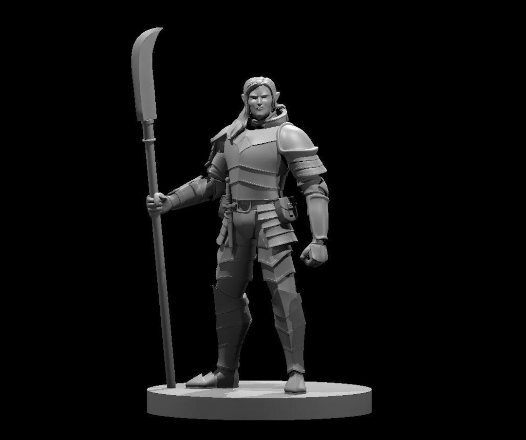 Elf Male Fighter With Glaive – 28mm Scale Miniature | MZ4250 | Heavy ...