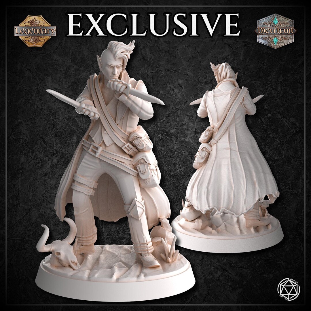 Male Elf Raider | 28mm Fantasy Rogue Miniature | Dual-wielding Scout ...