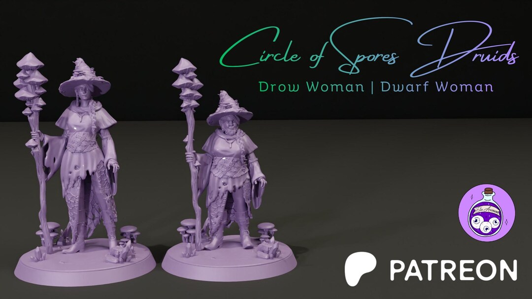 Circle of Spores Druid Female Miniature Drow Dwarf Mushroom Spellcaster ...