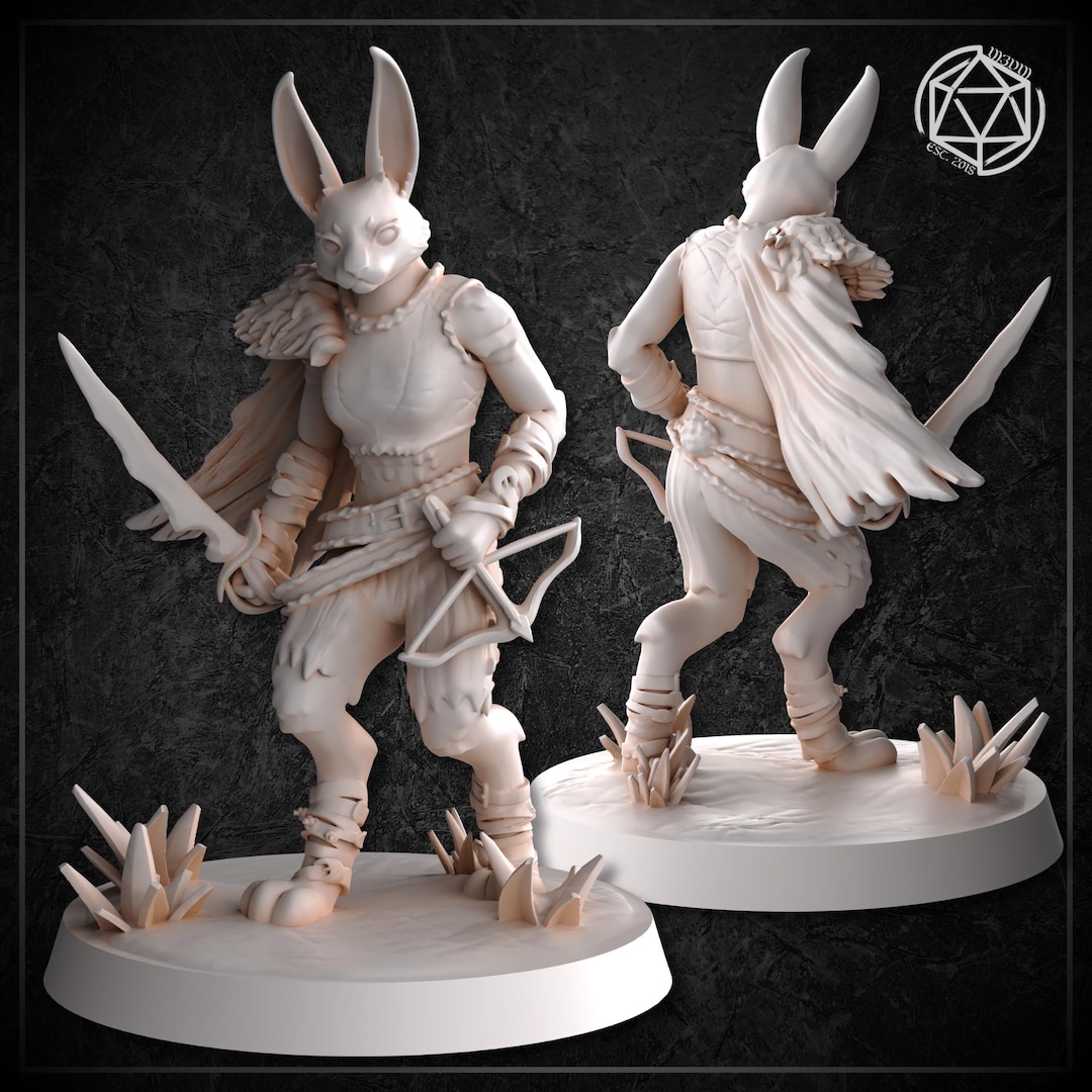 Rabbitfolk Harengon Rogue Resin Mini | 28mm Anthropomorphic Character ...