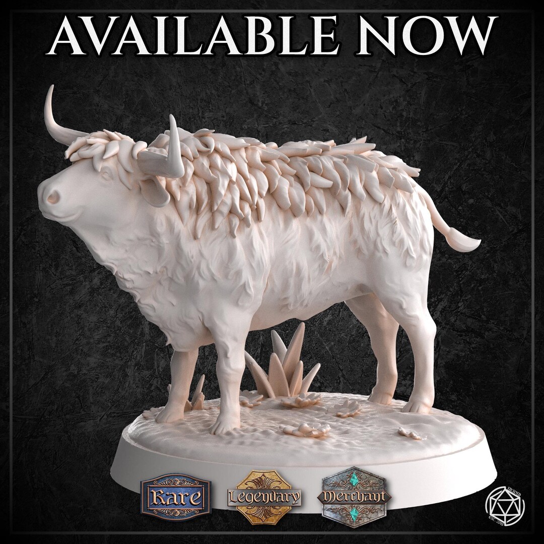 Highland Cow Miniature – 28mm Scale | Fantasy Cow or Winged Beast ...