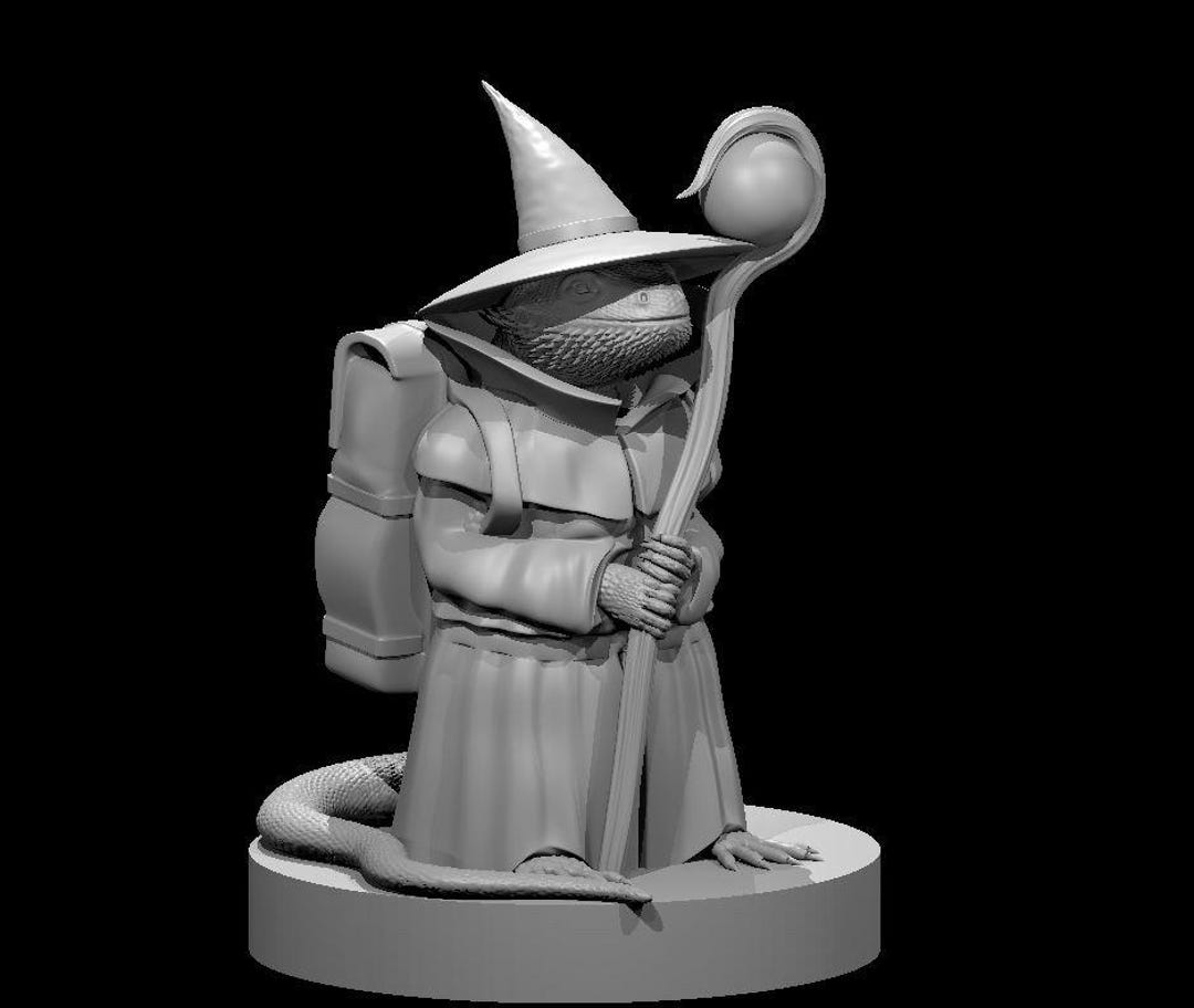 Bearded Dragon Wizard Spellcaster Character Scalable Miniature for Dnd ...