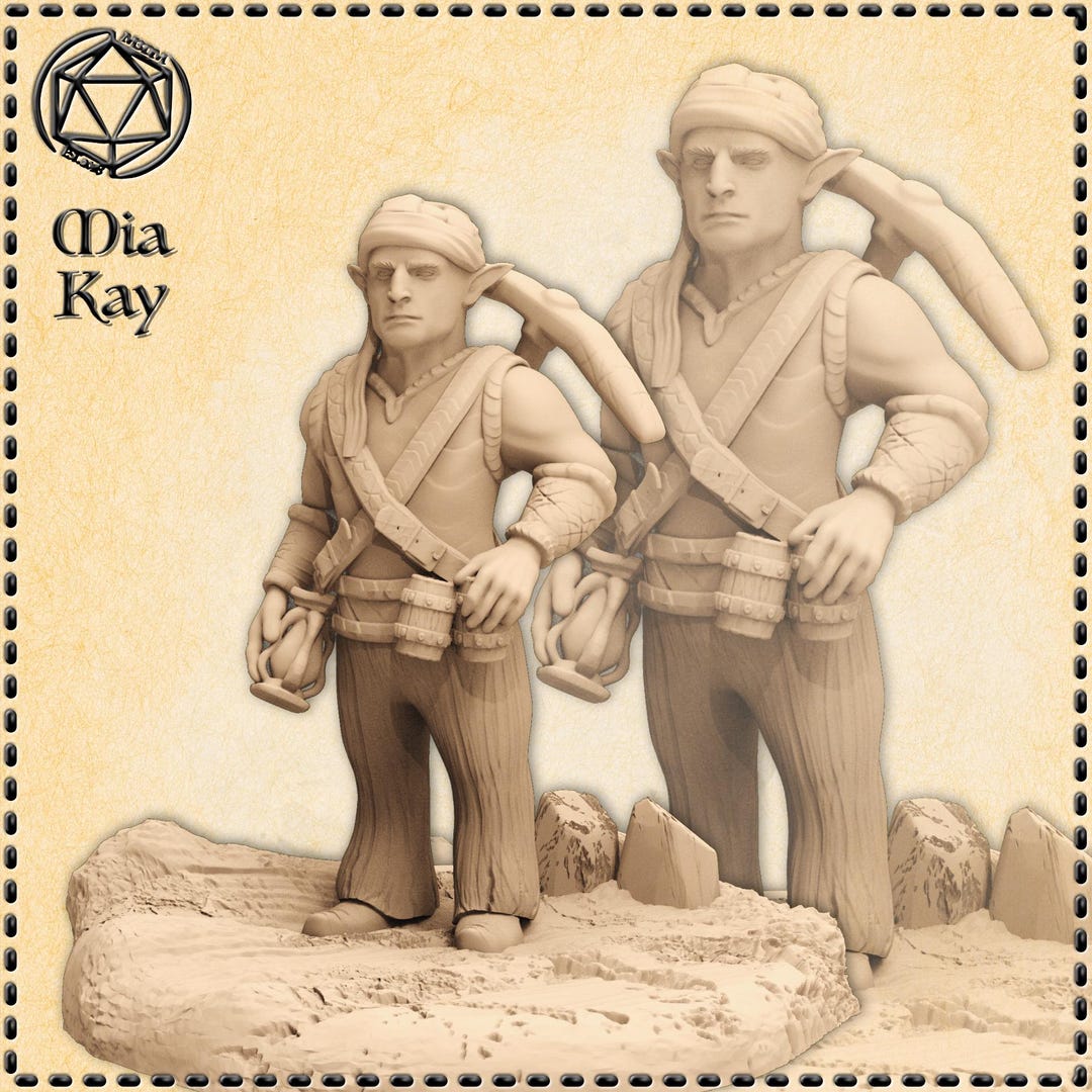 Cave Gnome Miner Miniature Scalable Underground NPC Resin Tabletop ...