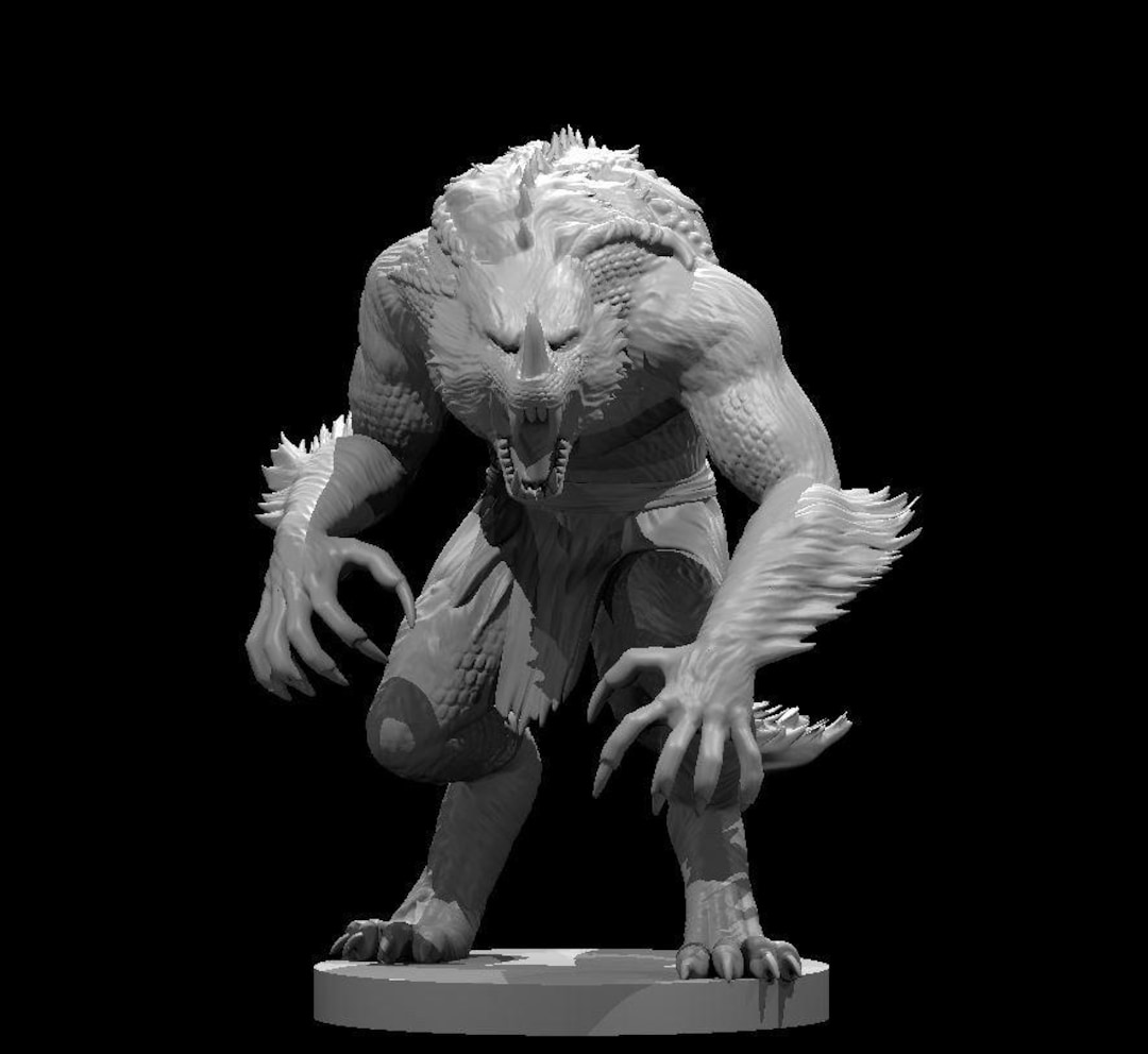 Werewolf Blue Dragonborn – 28mm Scale Hybrid Monster | Resin 3D Printed ...