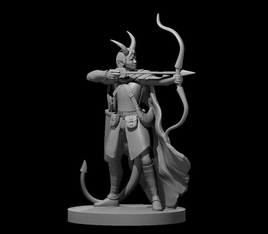 Tiefling Female Ranger Miniature | Cambion Hellborn Devilkin Fiendspawn ...