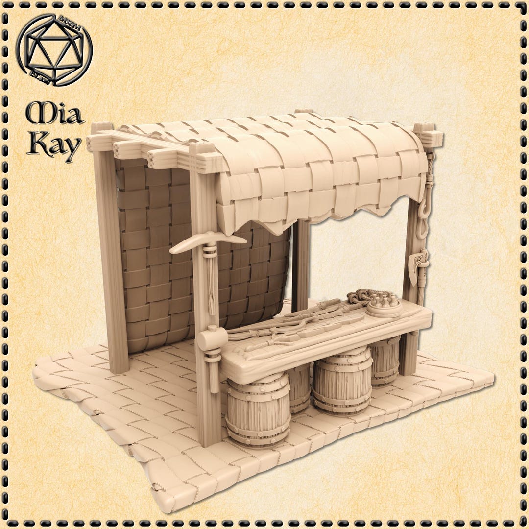 Market Stand Terrain | 28mm Tabletop Market Stall for D&D, Pathfinder ...