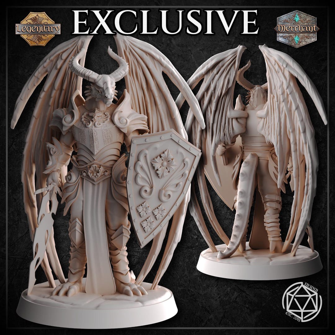 Winged Dragonborn Paladin Miniature | 28mm Scale Hero for D&D ...