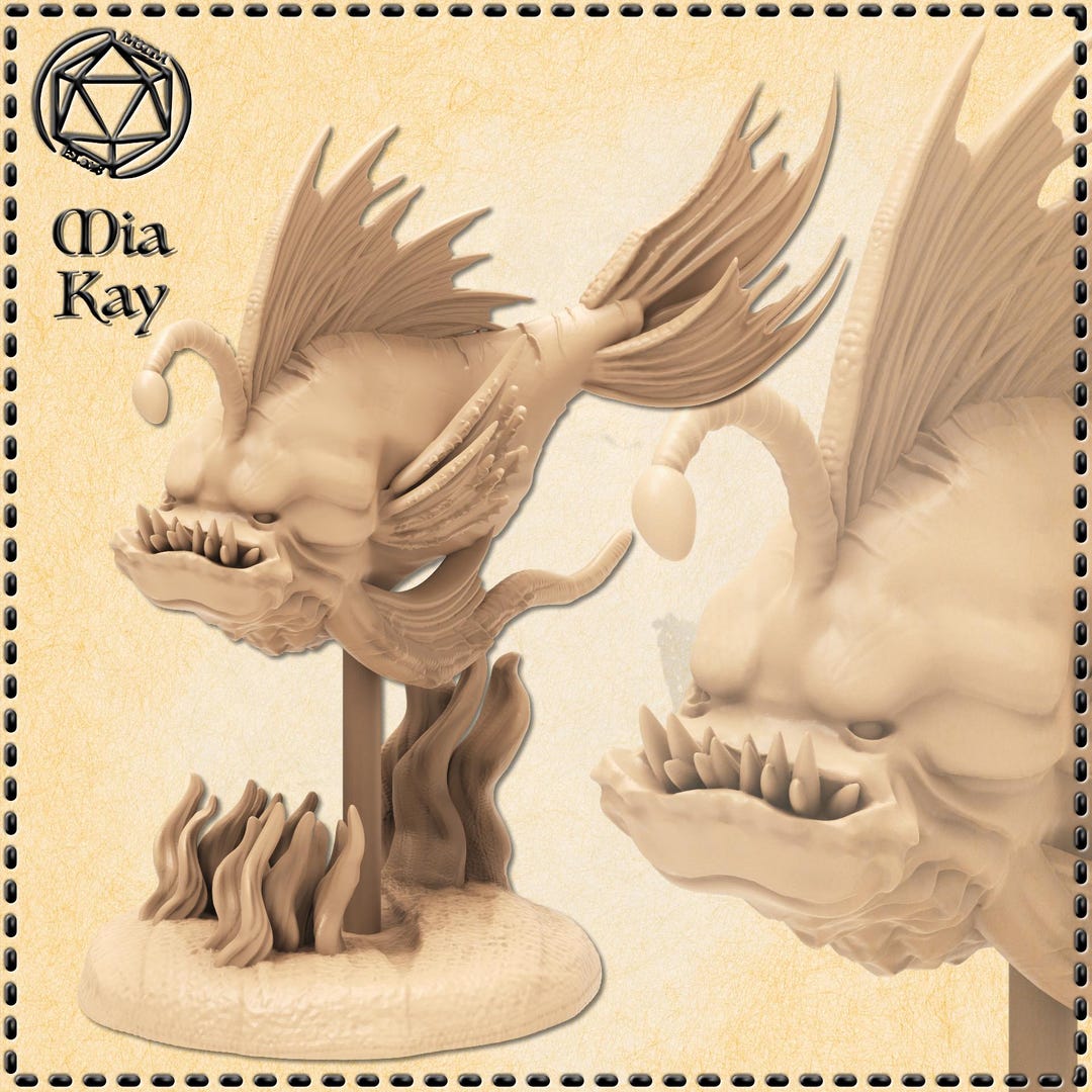 Anglerfish Miniature | 28mm Scale | D&D / Pathfinder Monster | Deep Sea ...