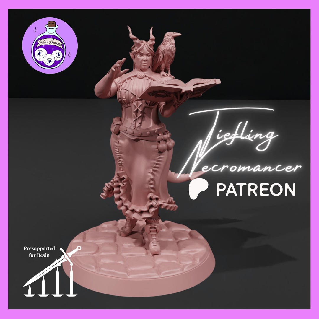 Tiefling Necromancer – 32mm Scale | Ellas Arcanum | Resin 3D Printed Miniature | Female ...
