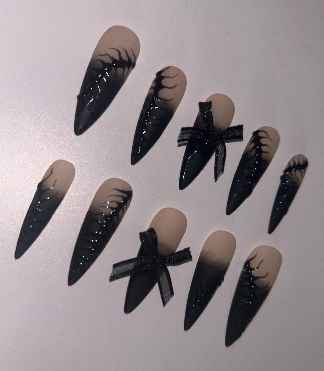 Matte Stiletto Centipede Press on Nails - Etsy