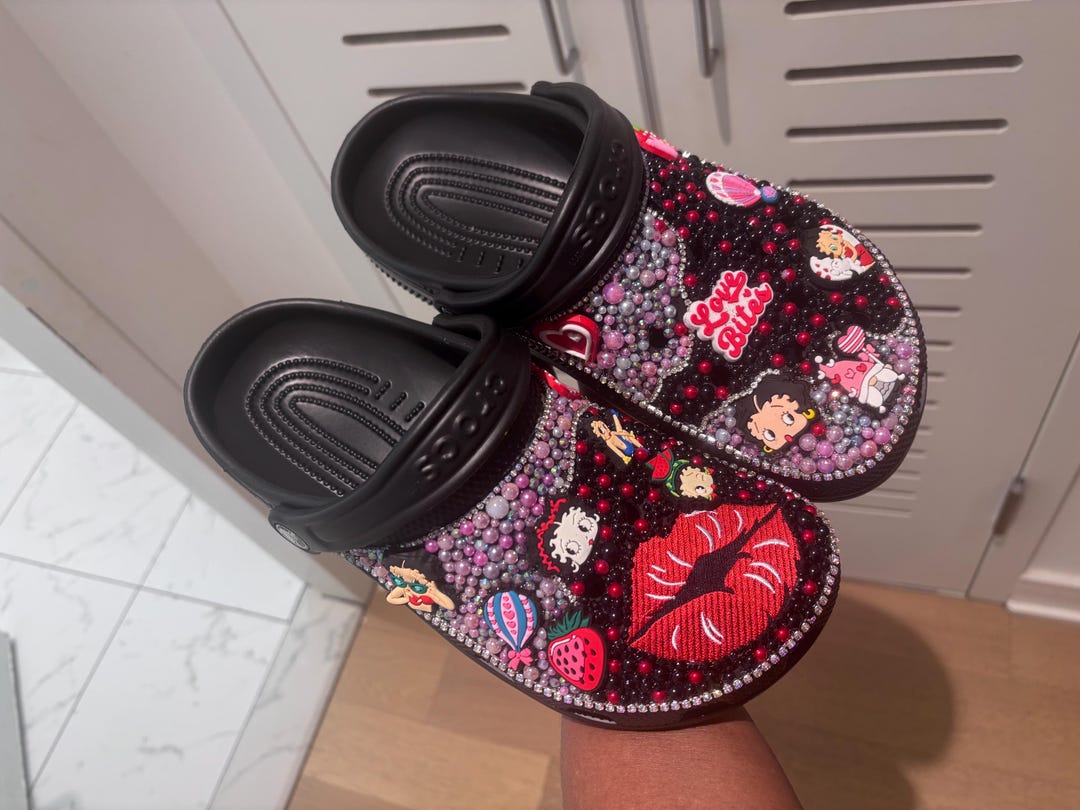 Betty Boop Bling Crocs: Custom Rhinestone & Pearl Shoes - Etsy