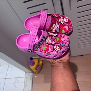 Custom Strawberry Shortcake Bling Crocs: Personalized Rhinestone Shoes ...