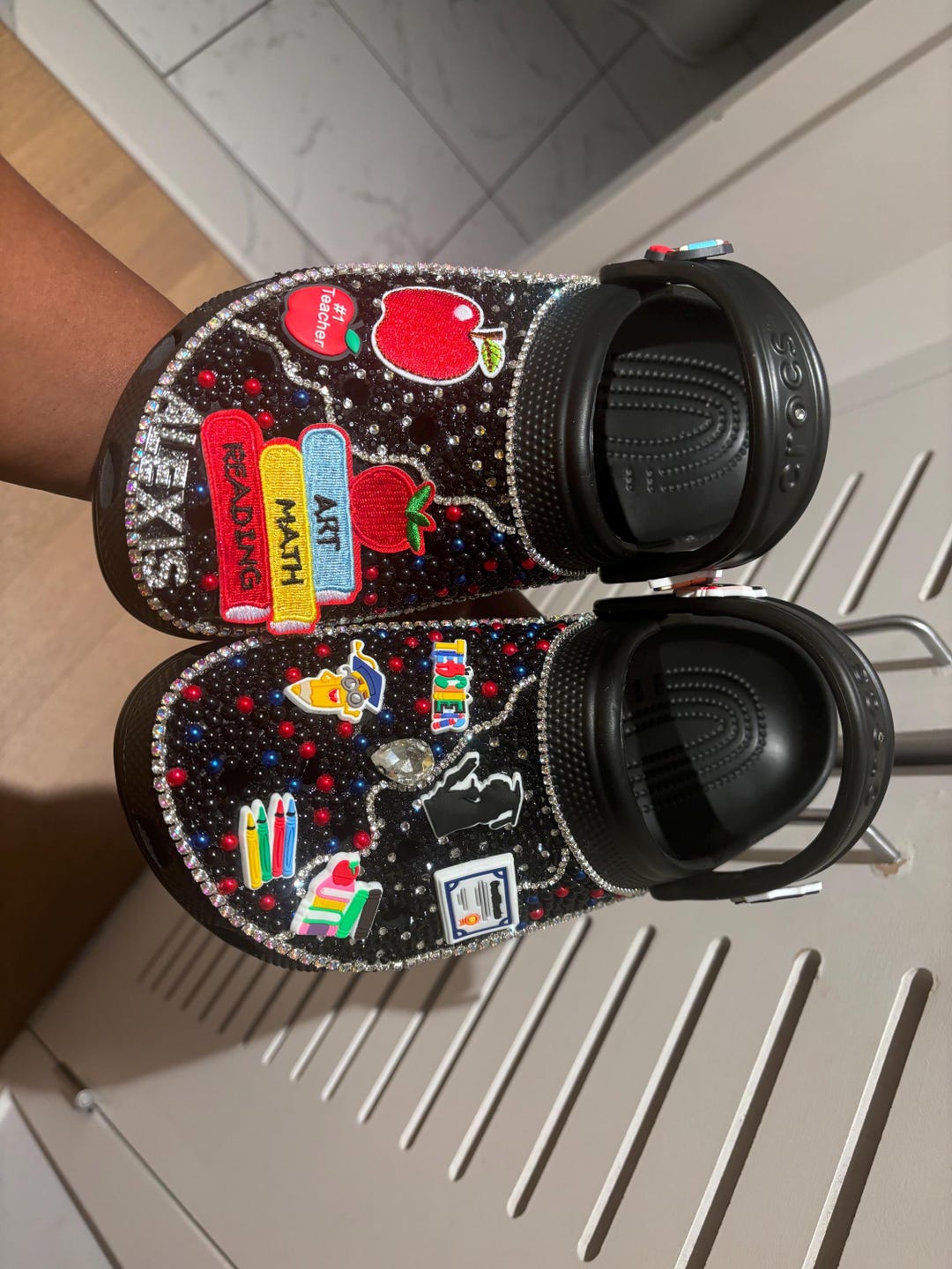 Custom Back 2 School Blinged Out Crocs,personalized Shoes,giftfor ...