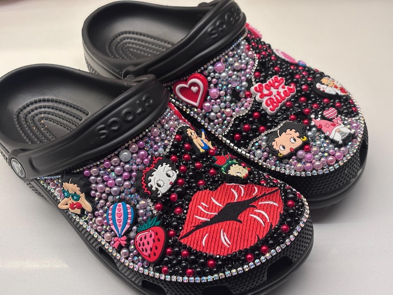 Betty Boop Bling Crocs: Custom Rhinestone & Pearl Shoes - Etsy
